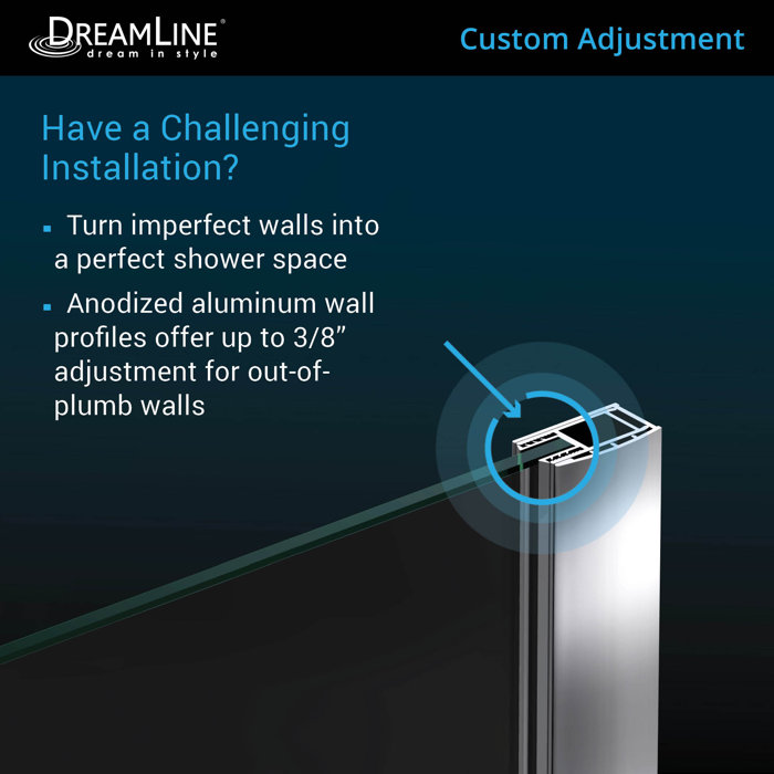 Dreamline Aqua 56 60 W X 58 H Hinged Semi Frameless Tub Door